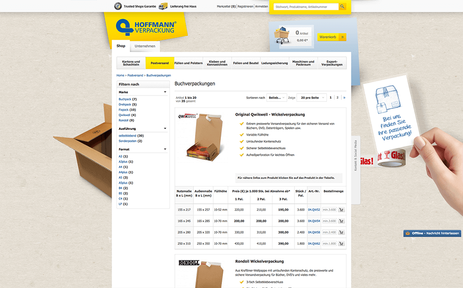 Hoffmann Verpackung | Website Relaunch | SUNZINET